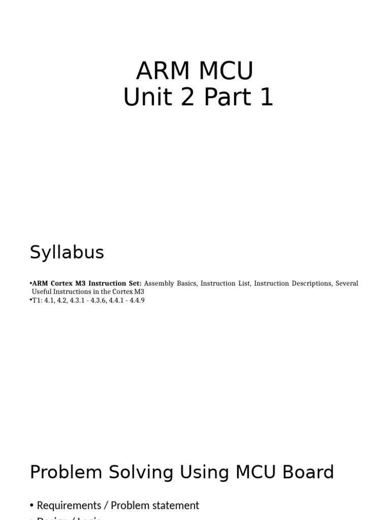 ARM Cortex M3 Programming Syllabus | PDF | Assembly Language | Computer Programming