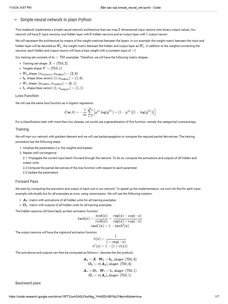 Bản sao của simple_neural_net.ipynb - Colab | PDF | Applied Mathematics | Algorithms