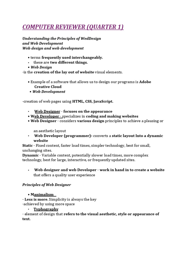 COMPUTER-REV-QA1 | PDF | Web Design | World Wide Web