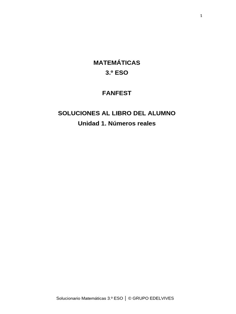 Soluciones U01 M 3eso and | PDF | Número racional | Decimal