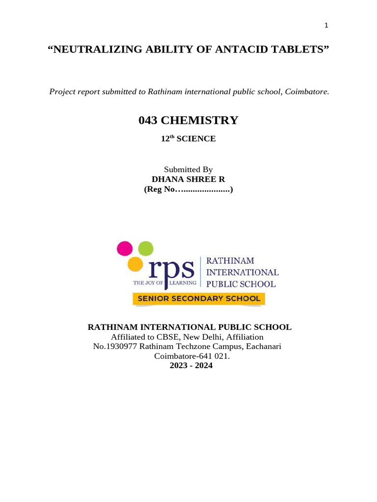 Dhana Shree Che Project | PDF | Sodium Bicarbonate | Sodium Carbonate