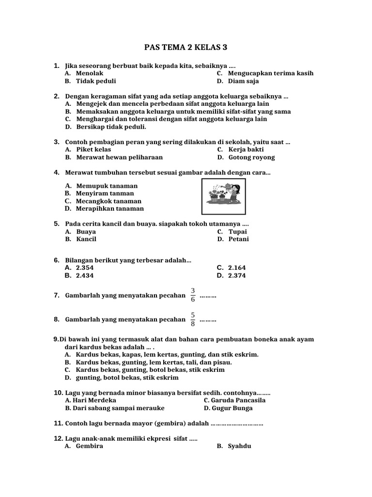 Pas Tema 2 - 3 - 4 Kelas 3 | PDF