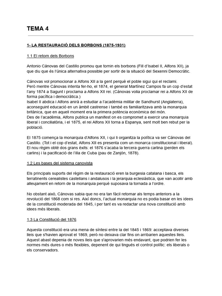 Història Tema 4 | PDF