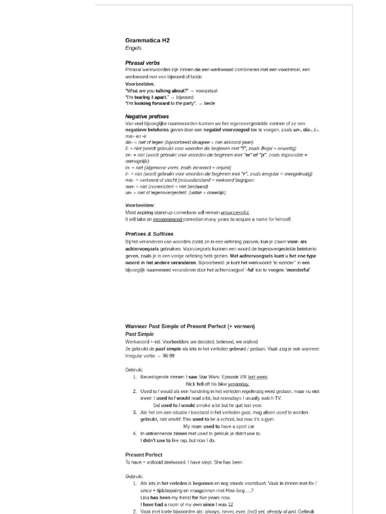 Grammatica H2 - Google Docs | PDF