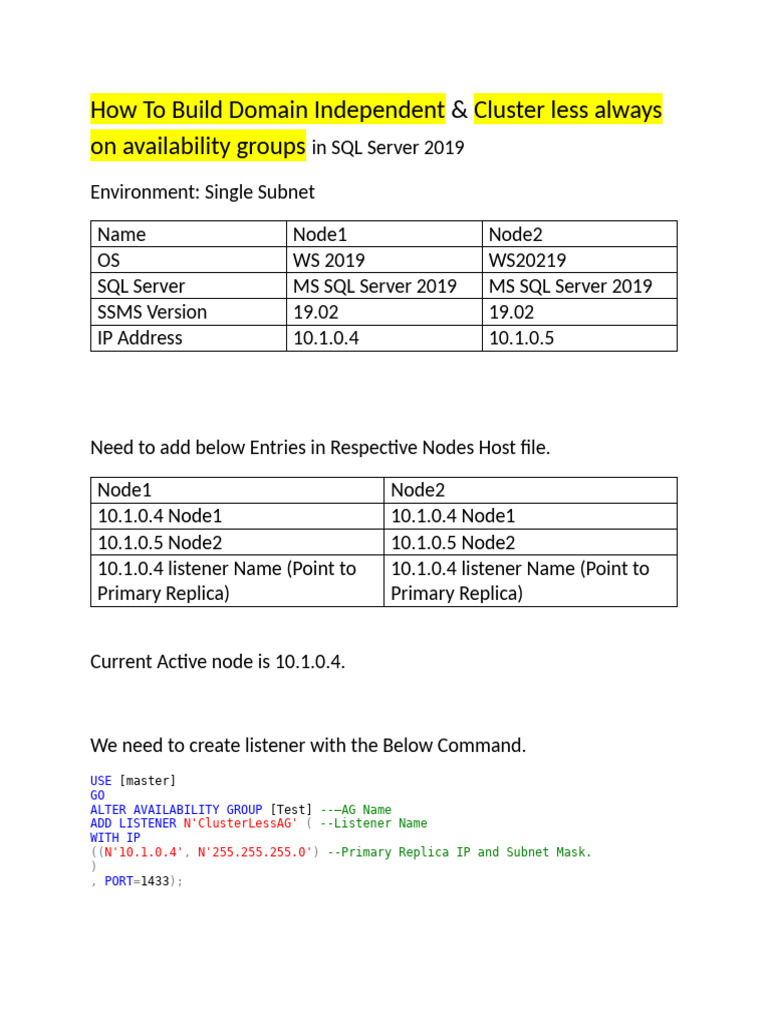 Configure Domain Independent and Cluster Less Always On Availability ...