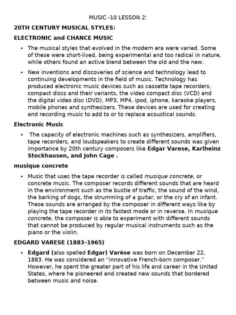 MUSIC lesson 2 | PDF | Electronic Music | Performing Arts