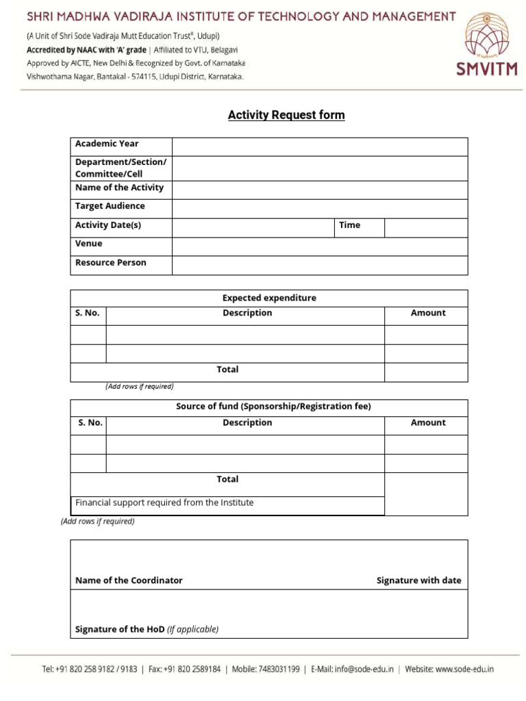 Activity Request Form | PDF