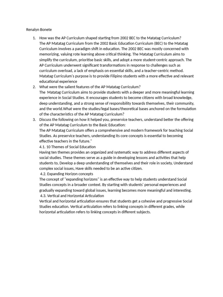 Renalyn-Bonete | PDF | Curriculum | Cognitive Science