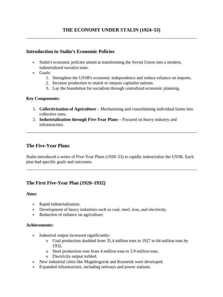 Stalin's Economic Policies (1924-1953) | PDF | Famine | Soviet Union