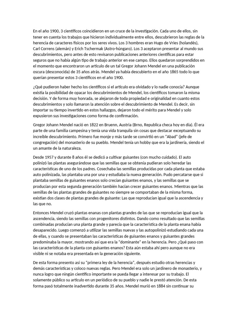 George Johann Mendel | PDF