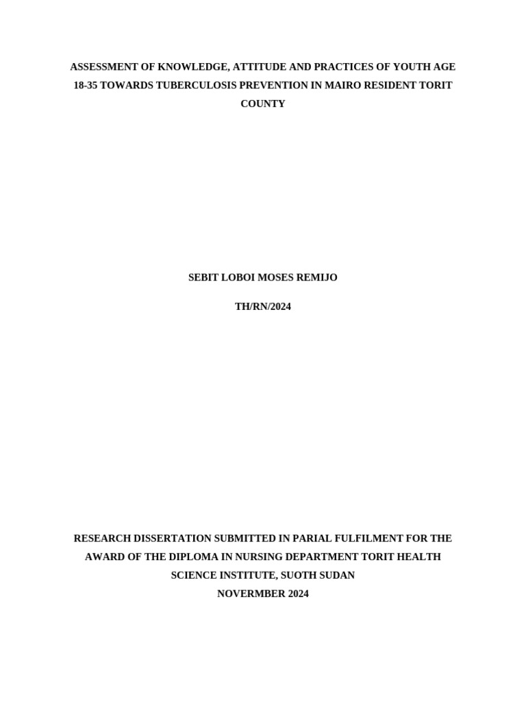 Sebit Loboi Moses Remijo | PDF | Tuberculosis | Infection