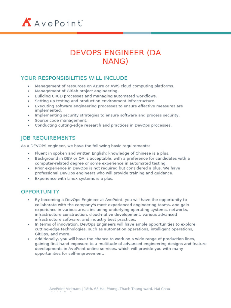 JD Devops Danang | PDF | Computing | Information Technology