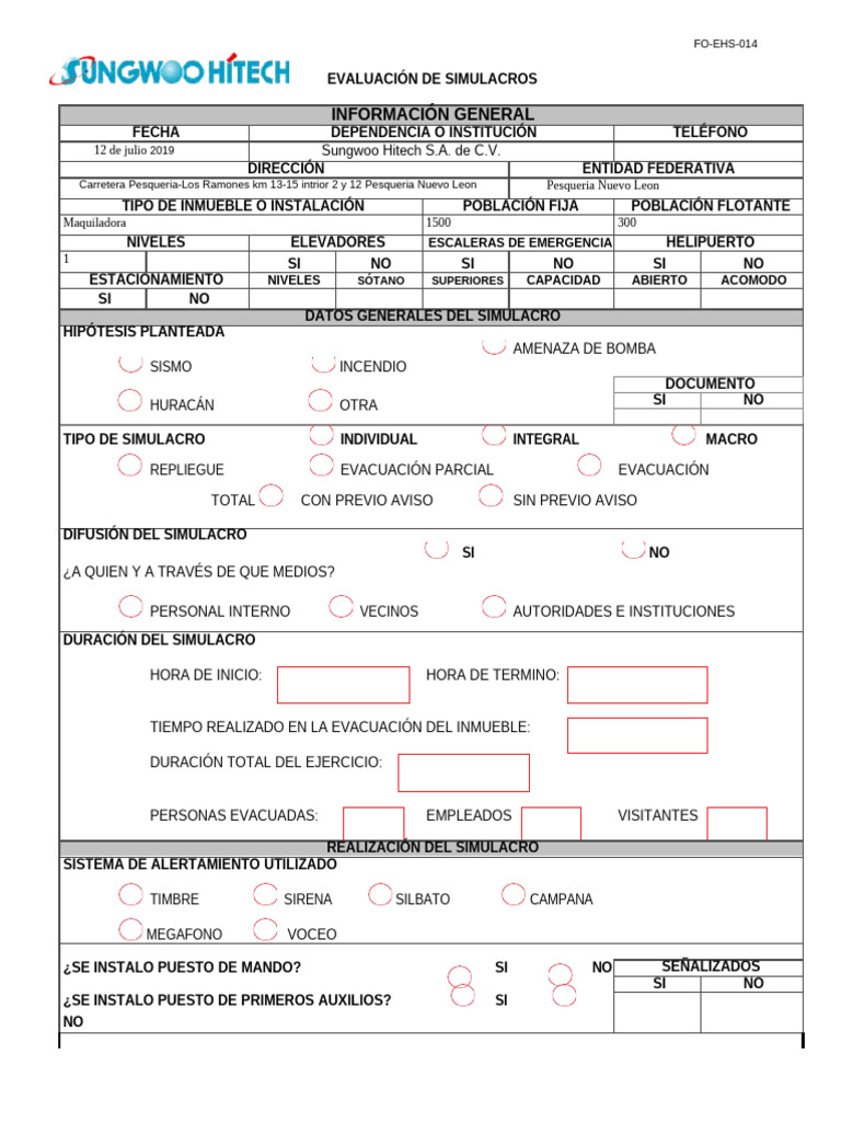 Reporte Simulacro | PDF