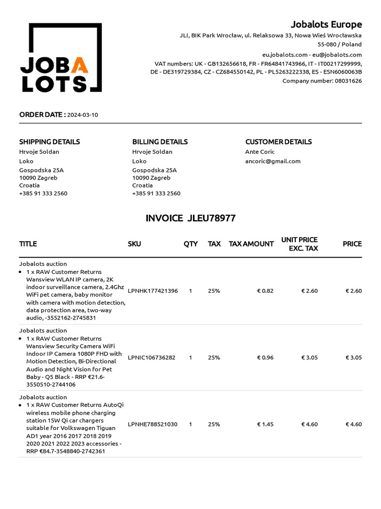 invoice_JLEU78977-1 | PDF | Computing | Electronics