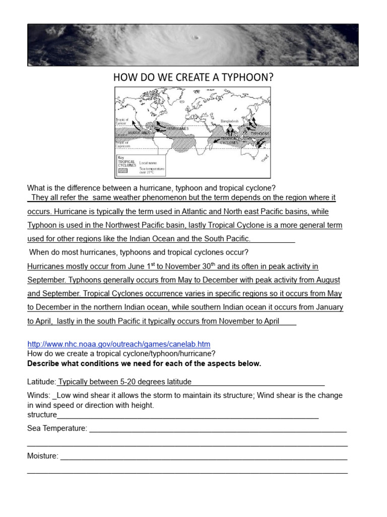 How Do We Create A Typhoon?: Describe What Conditions We Need For Each ...
