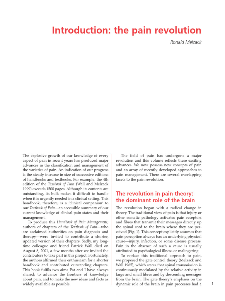 MELZACK - Introduction - The Pain Revolution | PDF | Pain | Perception