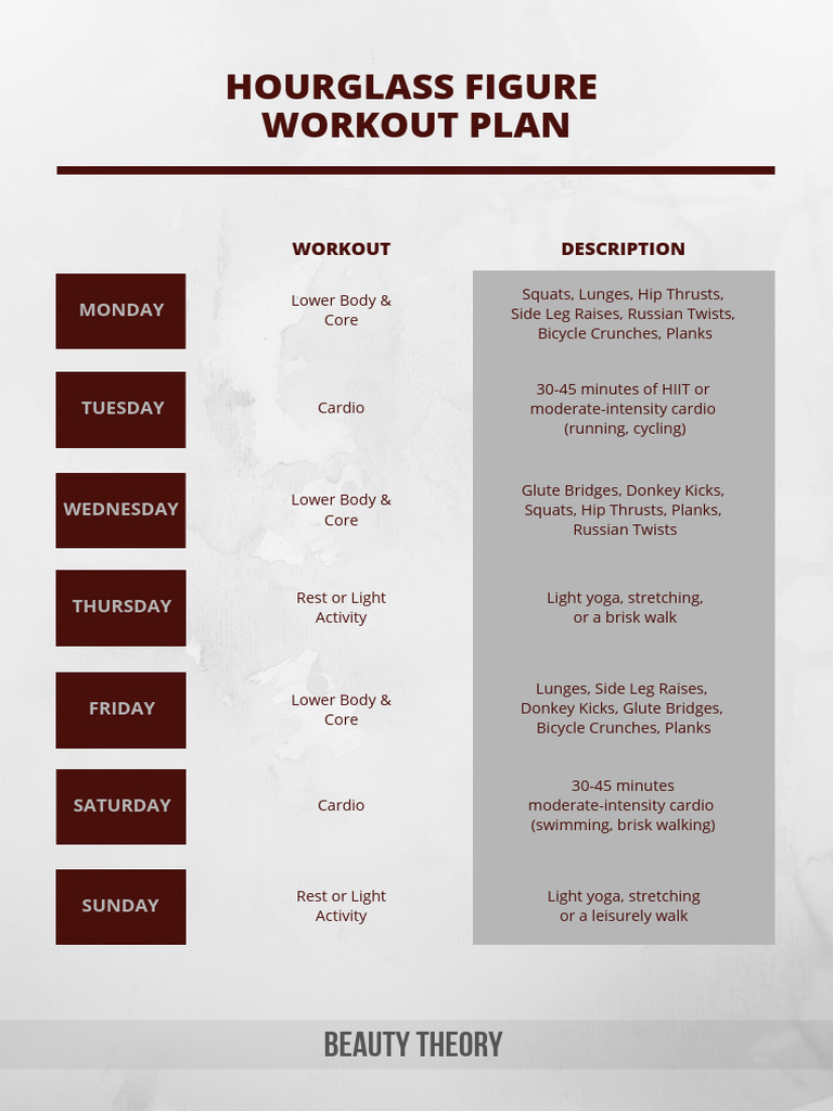Beauty Theory Hourglass Workout Planner | PDF | High Intensity Interval Training | Aerobic Exercise
