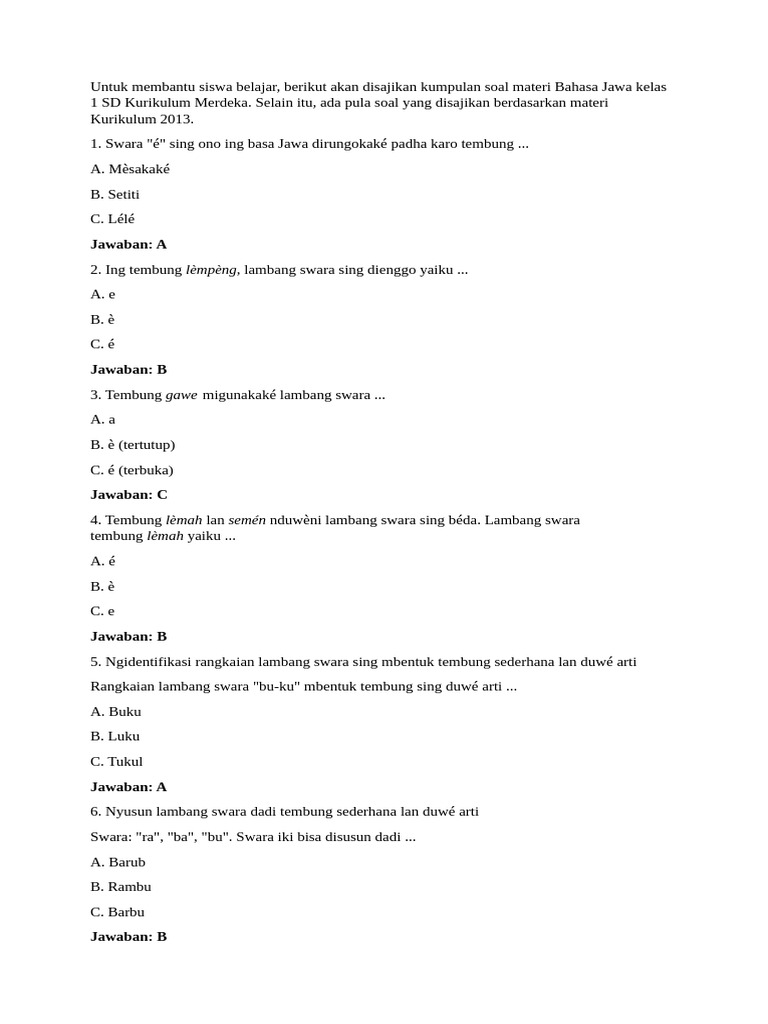 Soal Bahasa Jawa | PDF