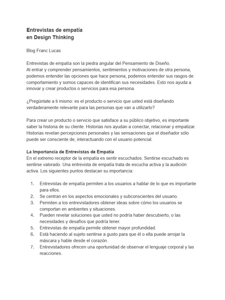 Entrevista Empatía | PDF | Empatía | Pensamiento