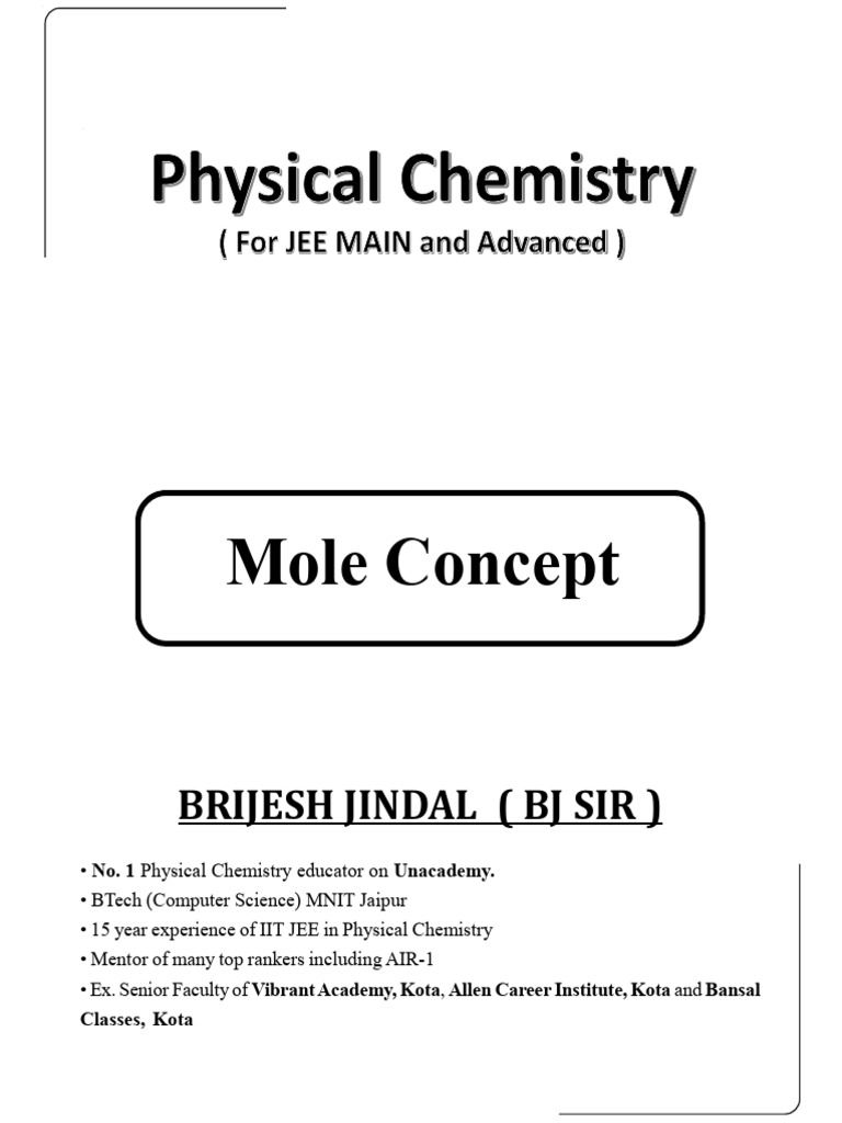 Mole Concept Exercises and Calculations | PDF | Mole (Unit) | Mass Concentration (Chemistry)