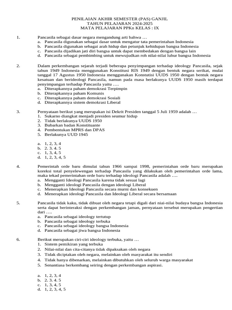 SOAL PSAS KELAS 9 | PDF