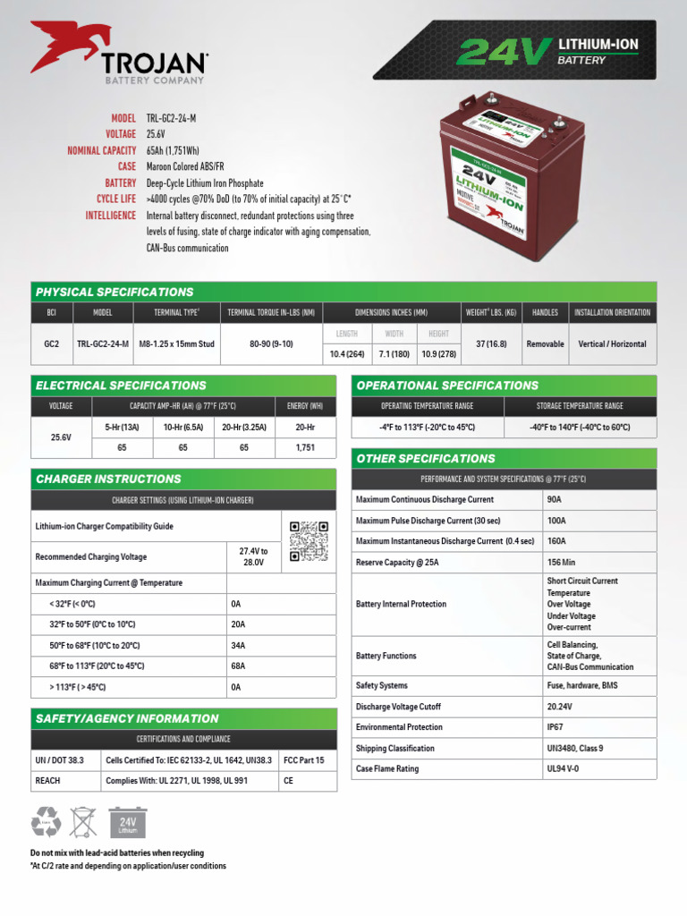 GC2 24V Lithium DataSheet-WEB | PDF | Battery Charger | Lithium Ion Battery