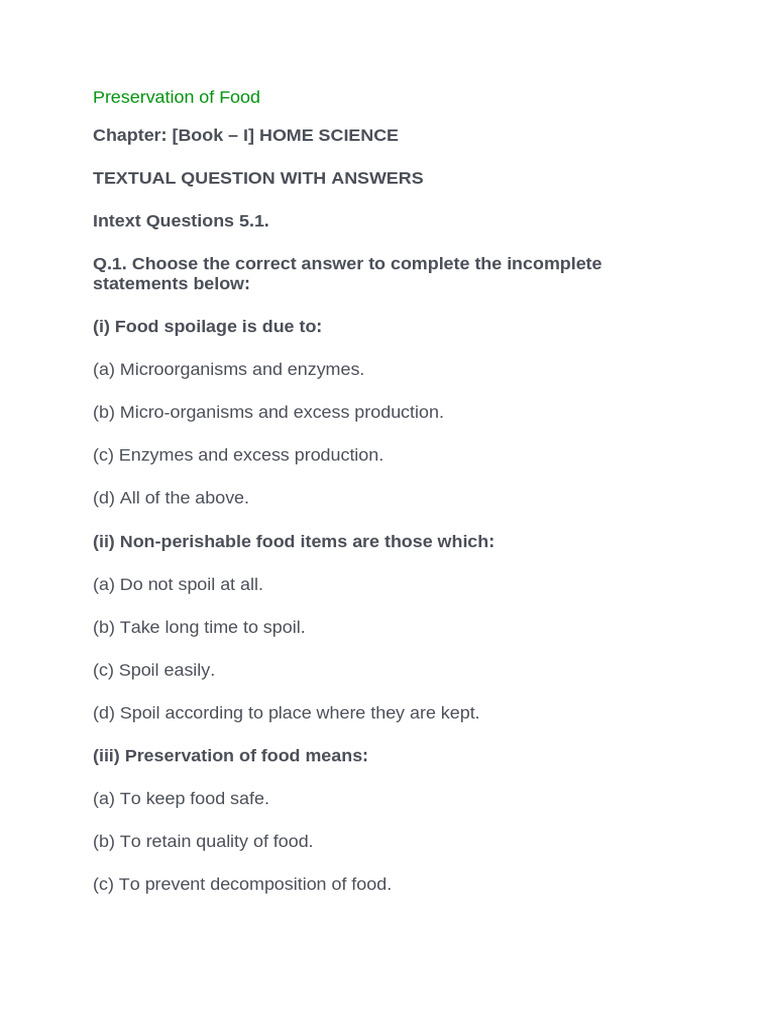 Food Preservation: Key Concepts and Methods | PDF | Food Preservation ...