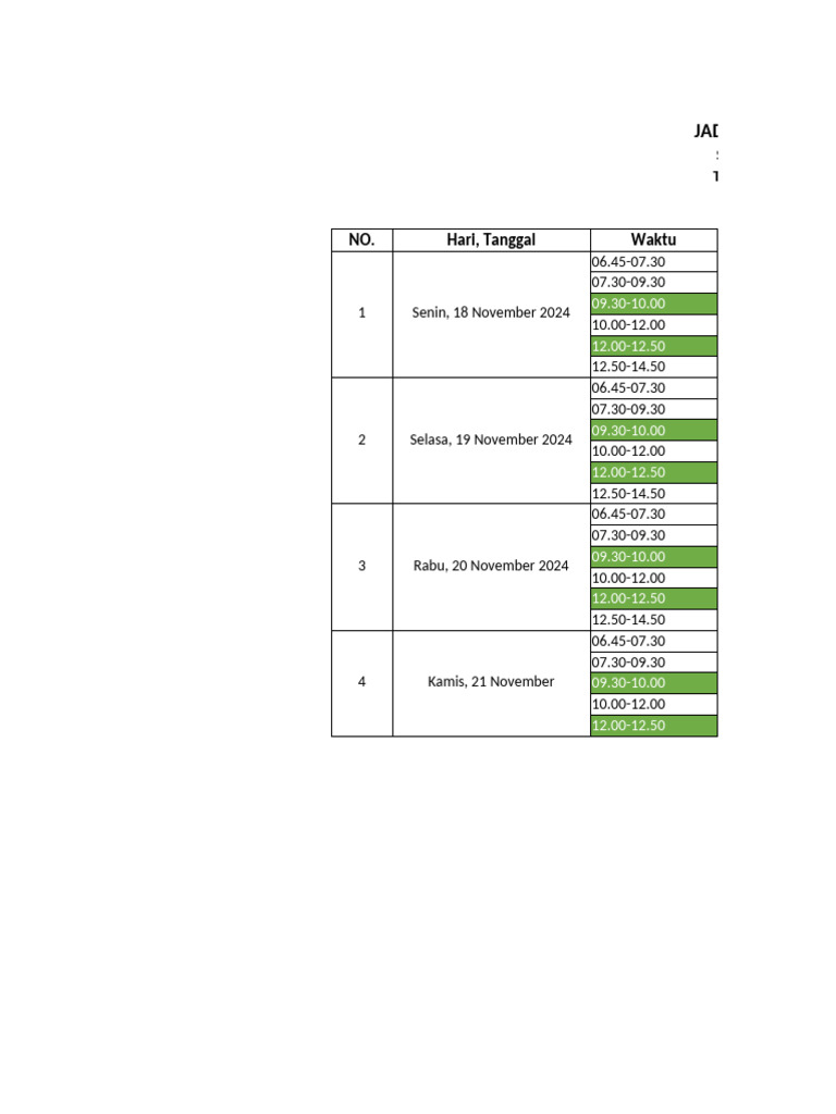 Latihan Membuat Jadwal Ujian | PDF