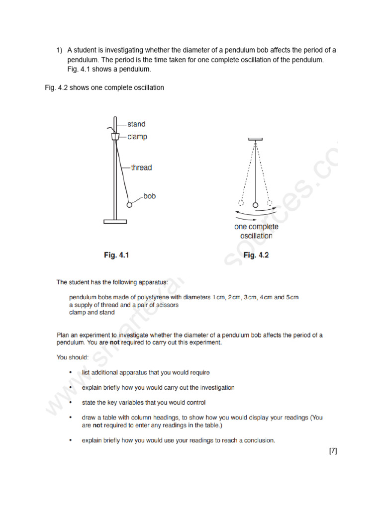 Simple Pendulum Past Paper Qs | PDF