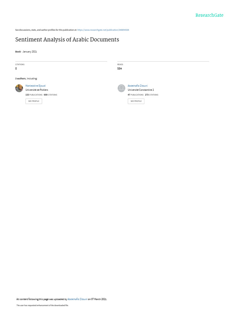 Sentiment Analysis of Arabic Documents - Main Challenges and Recent ...