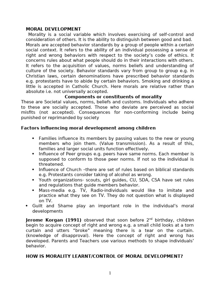 PSY 310 Part 4 MORAL DEVELOPMENT | PDF | Morality | Behavioural Sciences