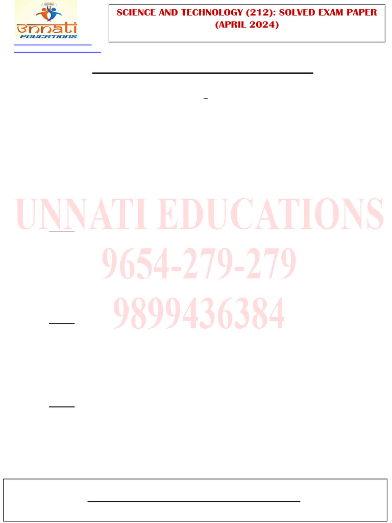 212 Science and Technology April 2024 Solutions | PDF | Watt | Sexually ...