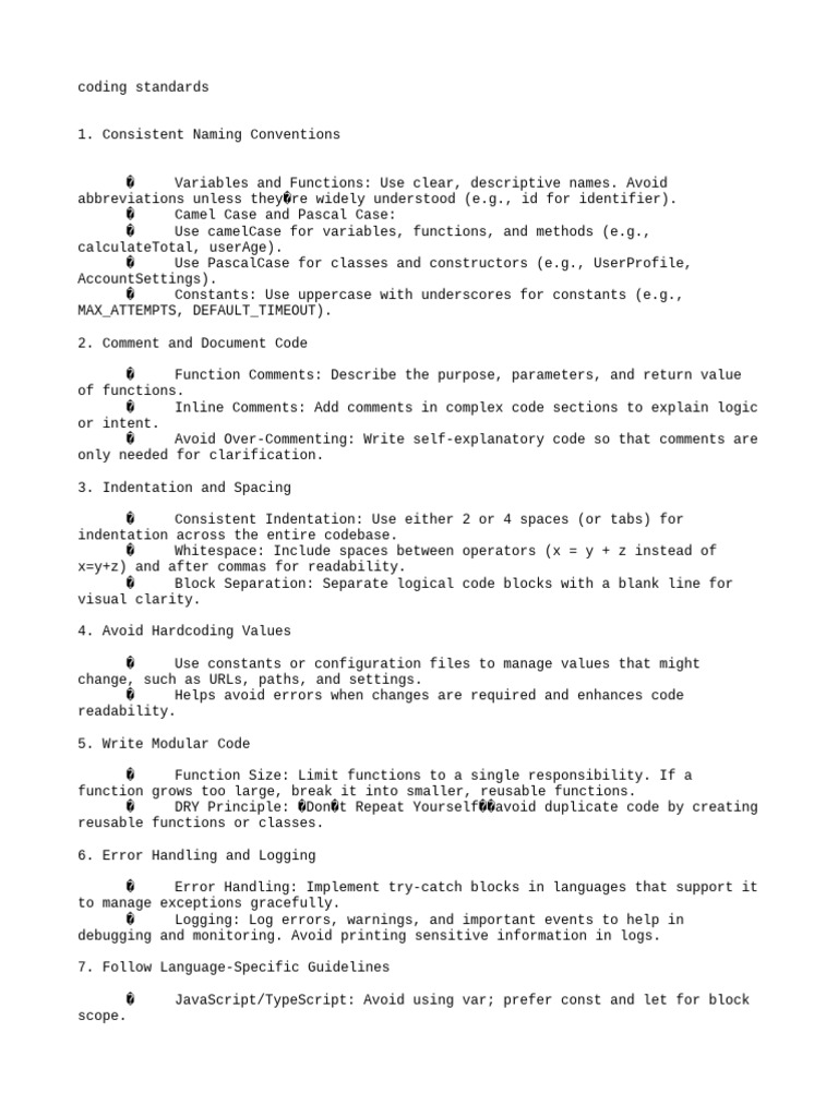 Coding Standards | PDF | Variable (Computer Science) | Computer Engineering Coding Standards | PDF | Variable (Computer Science) | Computer Engineering