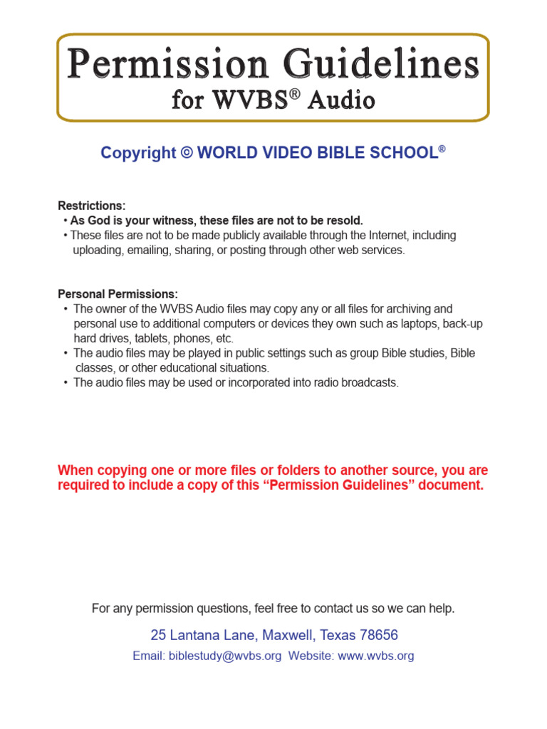 WVBS Audio Permission Guidelines | PDF