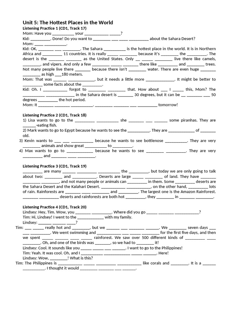 Unit 5 Dictation | PDF | Earth Sciences | Natural Environment