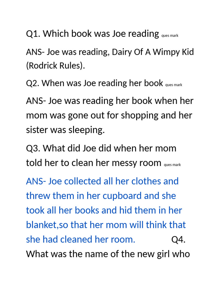 Q1. Which Book Was Joe Reading J | PDF