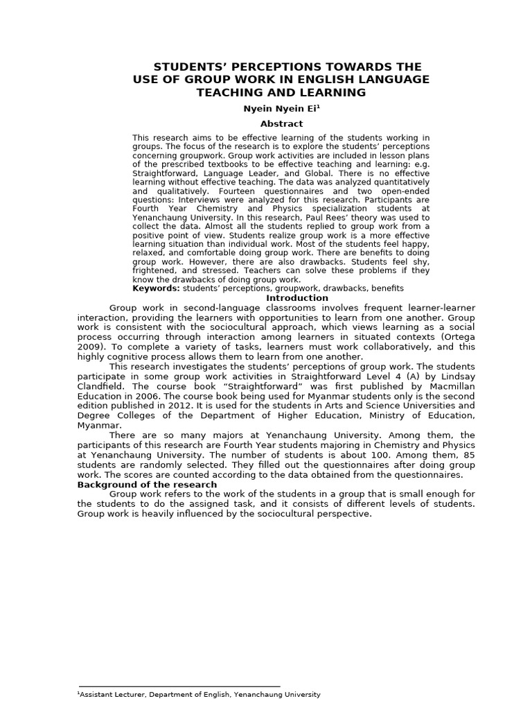 Daw Nyein Nyein Ei | PDF | Teachers | Methodology