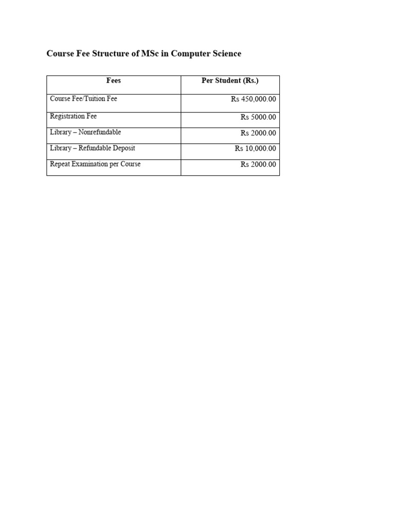 MSc Computer Science Fees | PDF