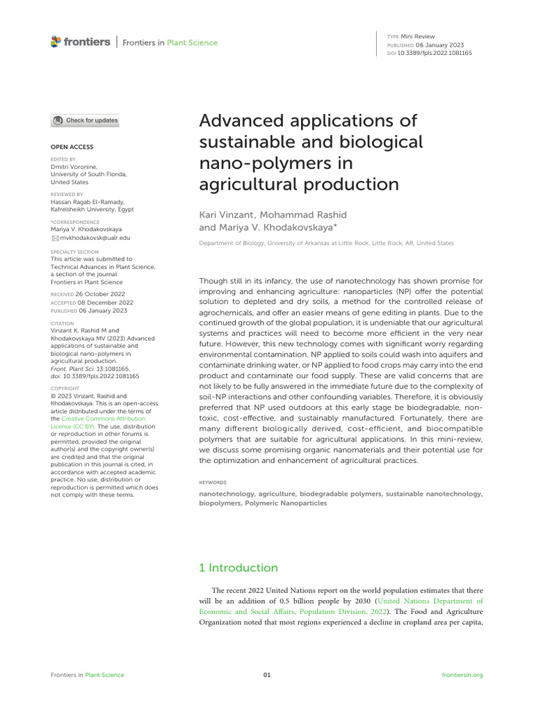 Advanced Applications of Sustainable and Biological Nano-Polymers in ...