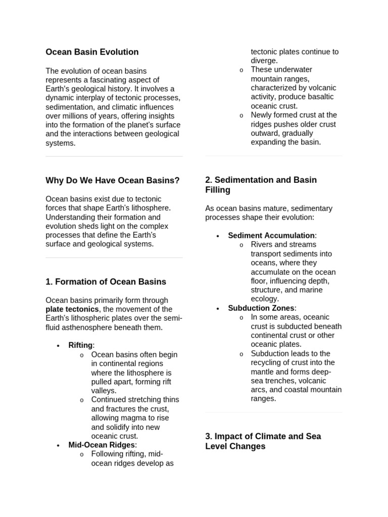 Earth Science: Ocean Basin Evolution Reviewer | PDF | Sedimentary Basin ...