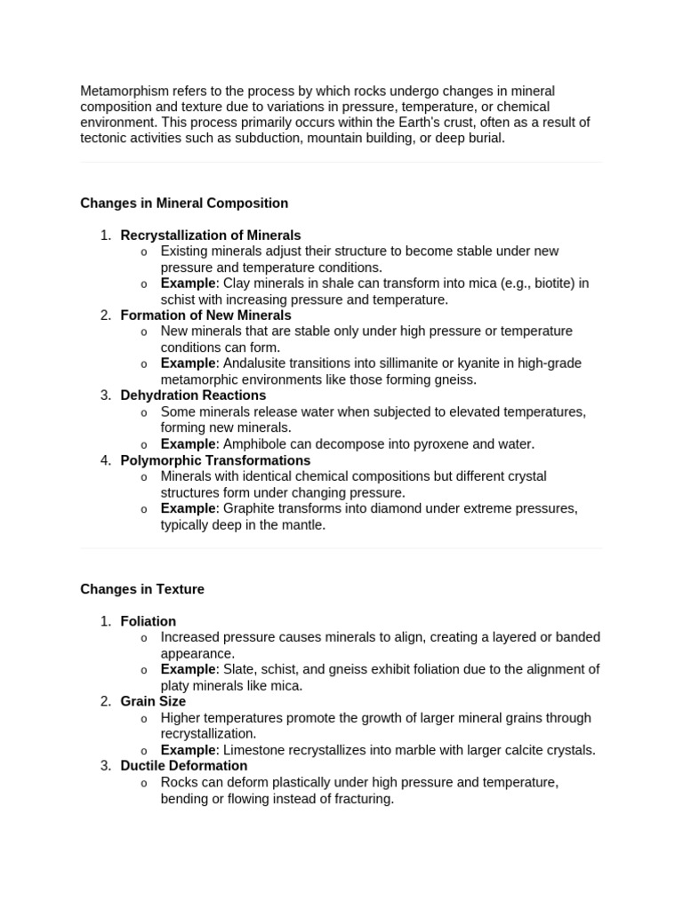 Earth Science: Metamorphism Reviewer | PDF | Minerals | Petrology