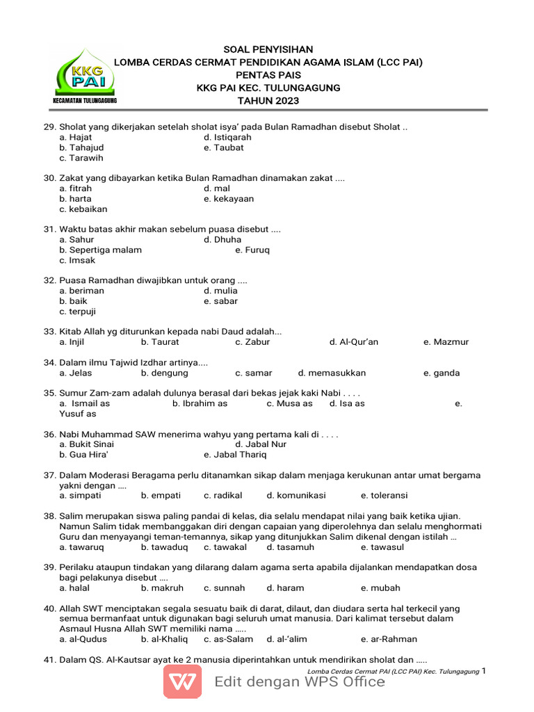 Soal Lcc Pentas Pais Part 3 | PDF