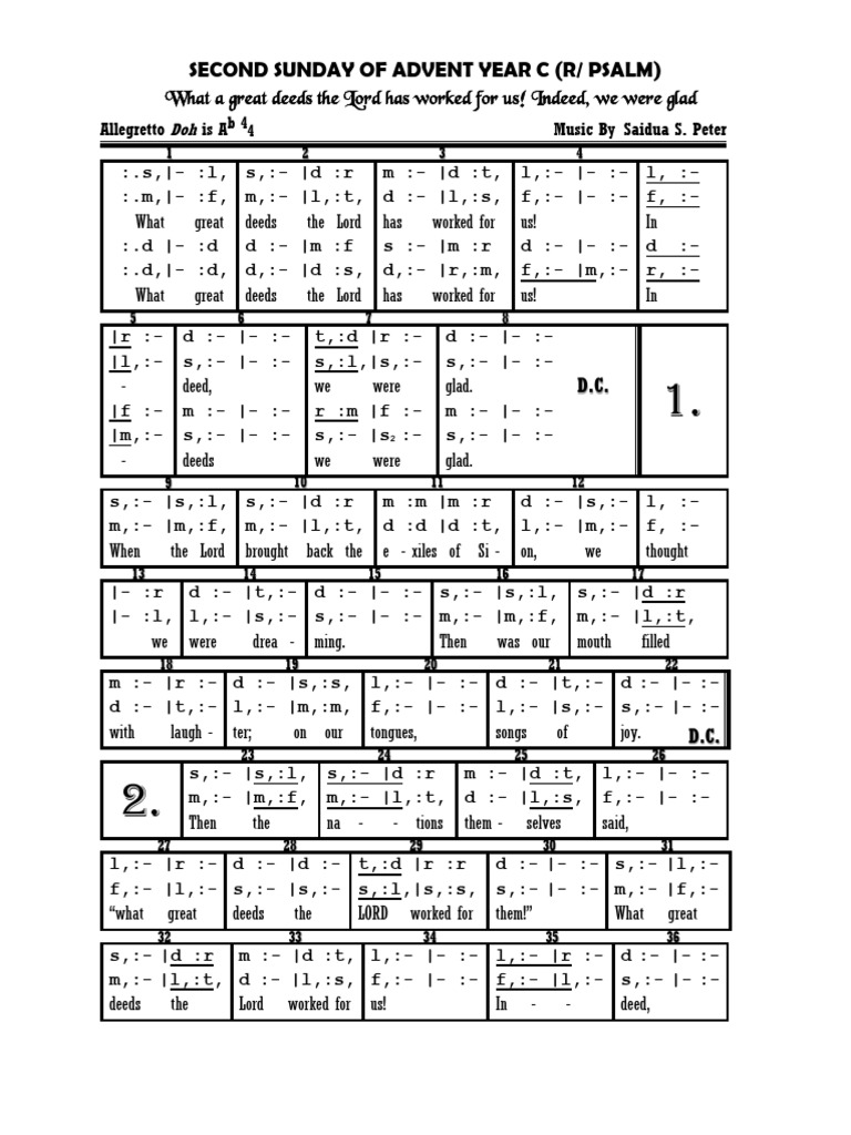 SECOND SUNDAY OF ADVENT YEAR C WHAT GREAT DEEDS THE LORD HAS WORKED FOR ...