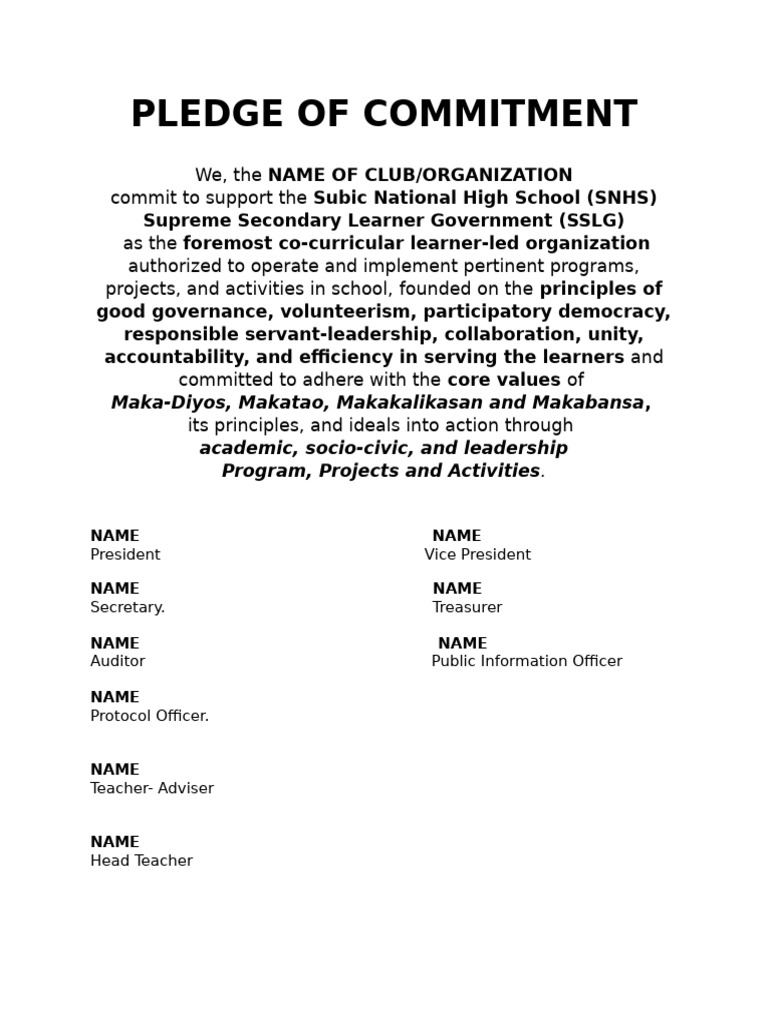 Pledge of Commitment | PDF