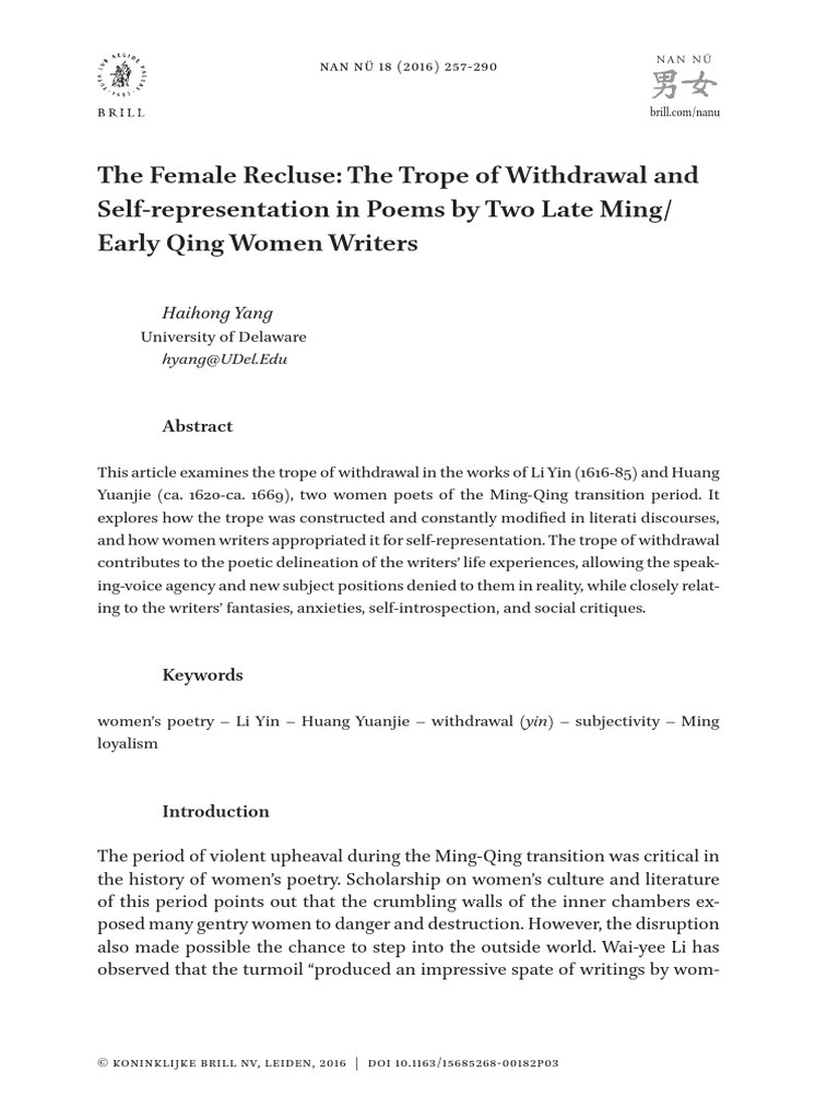 The Female Recluse | PDF | Qing Dynasty | Poetry