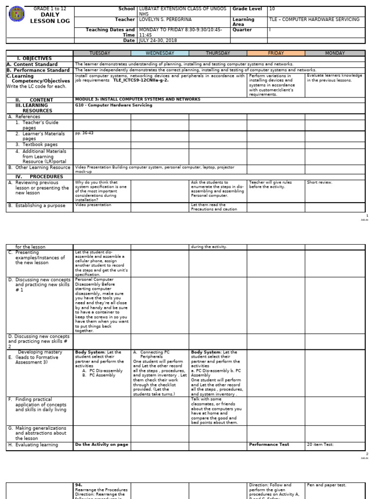 G10 TLE JULY 24-30 2018 | PDF | Learning | Human Communication