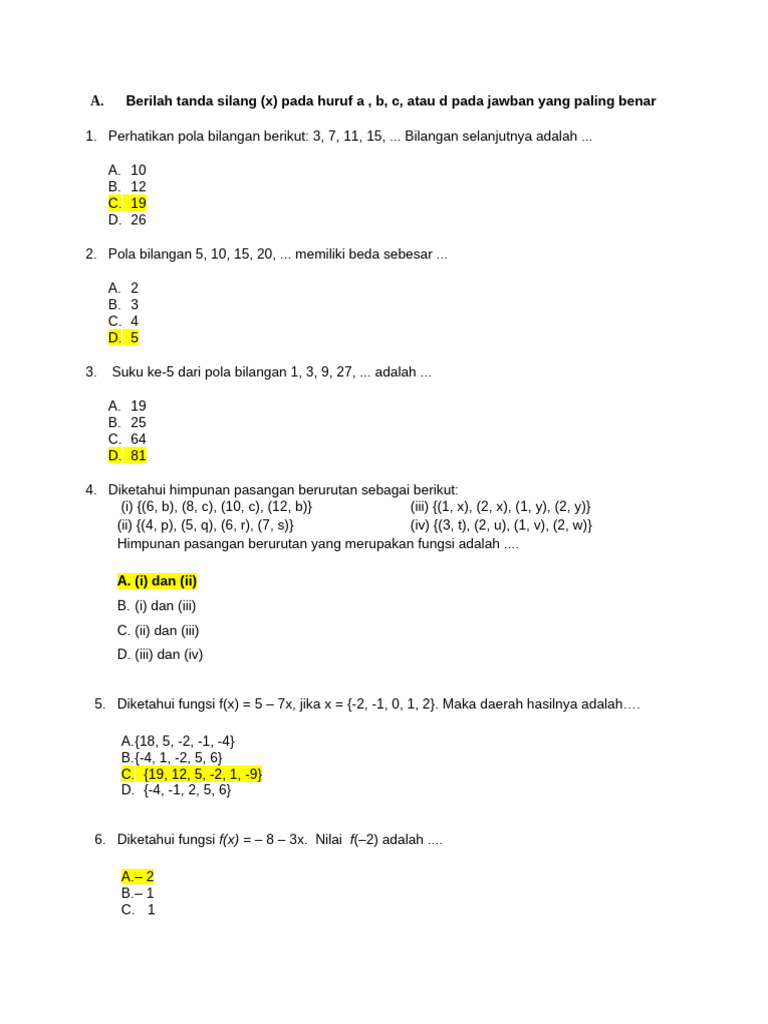 Latihan Soal Matematika 8 | PDF
