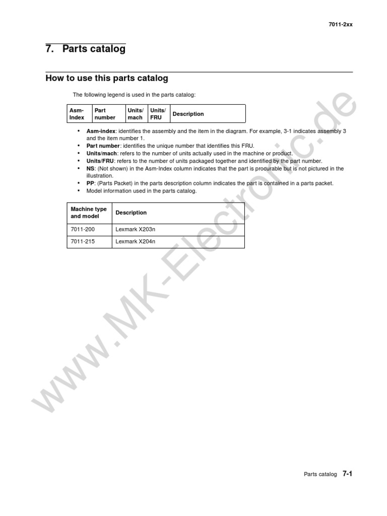 LEXMARK x204n Parts Maanual | PDF | Manufactured Goods | Motor Vehicle