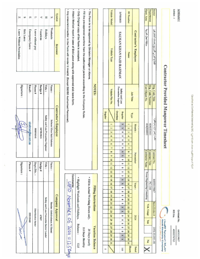 Timesheet November | PDF