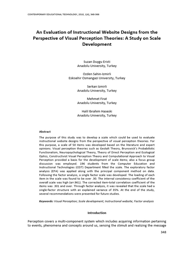 Evaluating Instructional Website Design | PDF | Perception | Learning